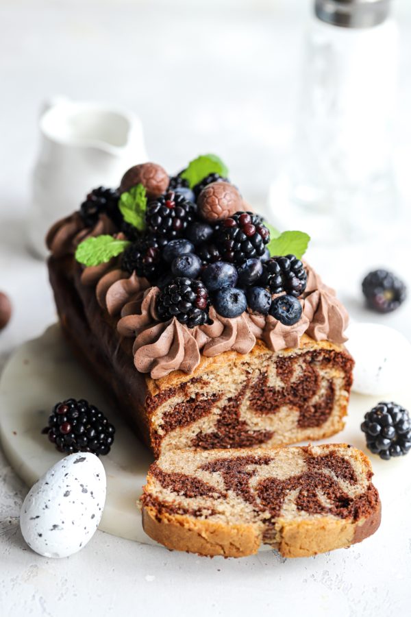 Chocolate Cinnamon Zebra Loaf Cake
